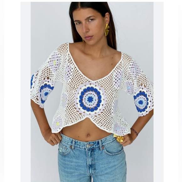 Zara | Tops | Zara Crochet Knit Cropped Toplimited Edition | Poshmark